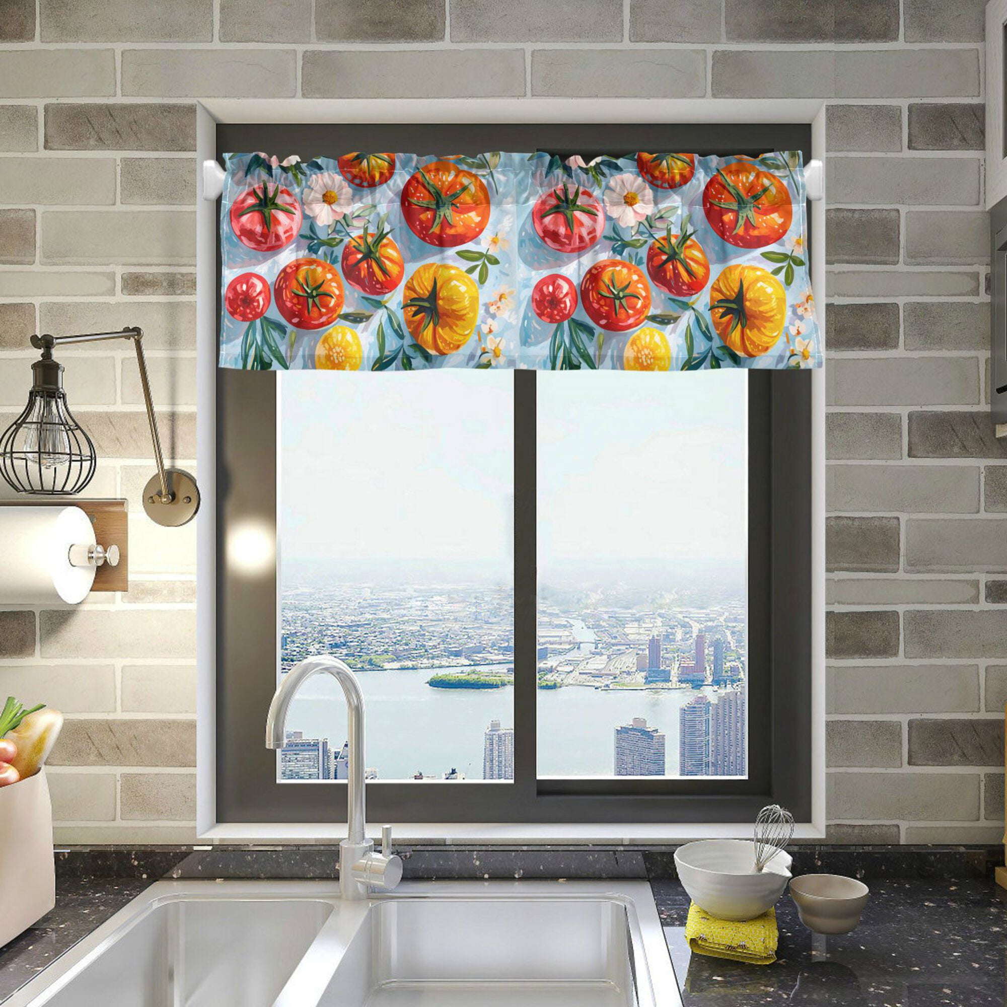 Yayeee Kitchen Valance Rod Pocket 54" x 18" Living Room Window Curtain ...