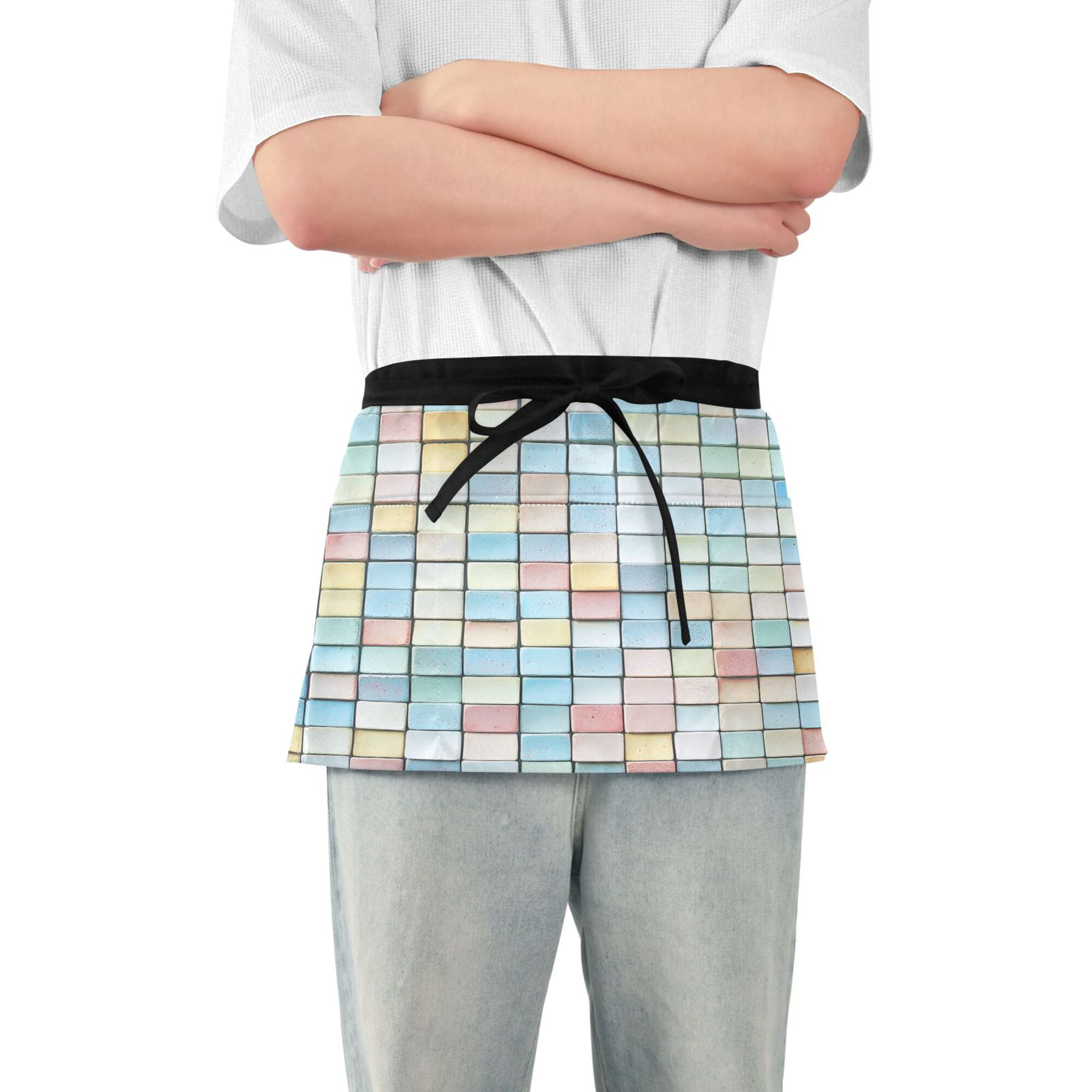 Yayeee Waist Apron with Pockets for Cooking Waterproof Half Server Aprons, Small Pastel Pattern ...