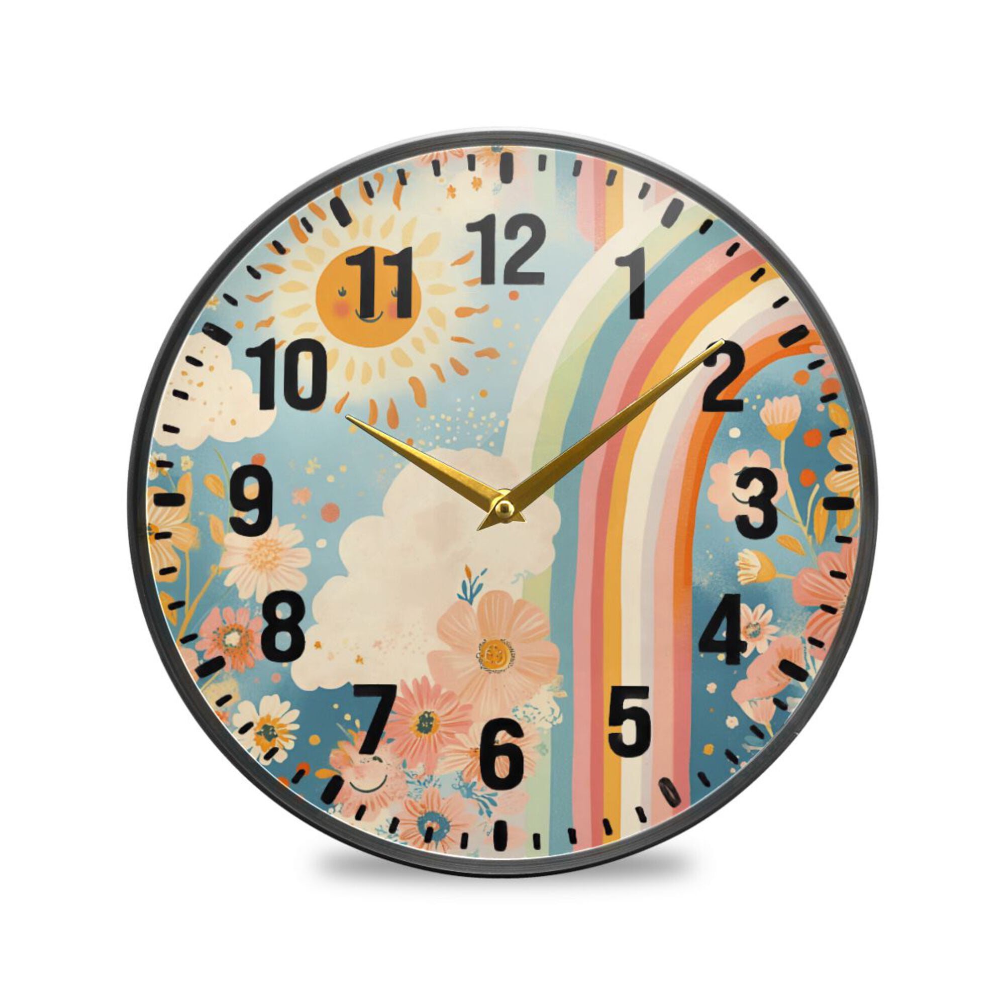 Yayeee Wall Clock Battery Operated 9.5" Silent Non-Ticking for Living ...