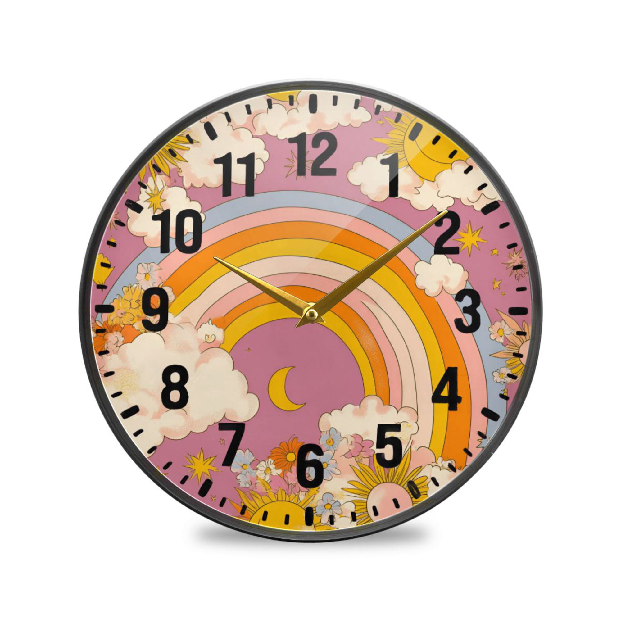 Yayeee Wall Clock Battery Operated 9.5" Silent Non-Ticking for Living ...
