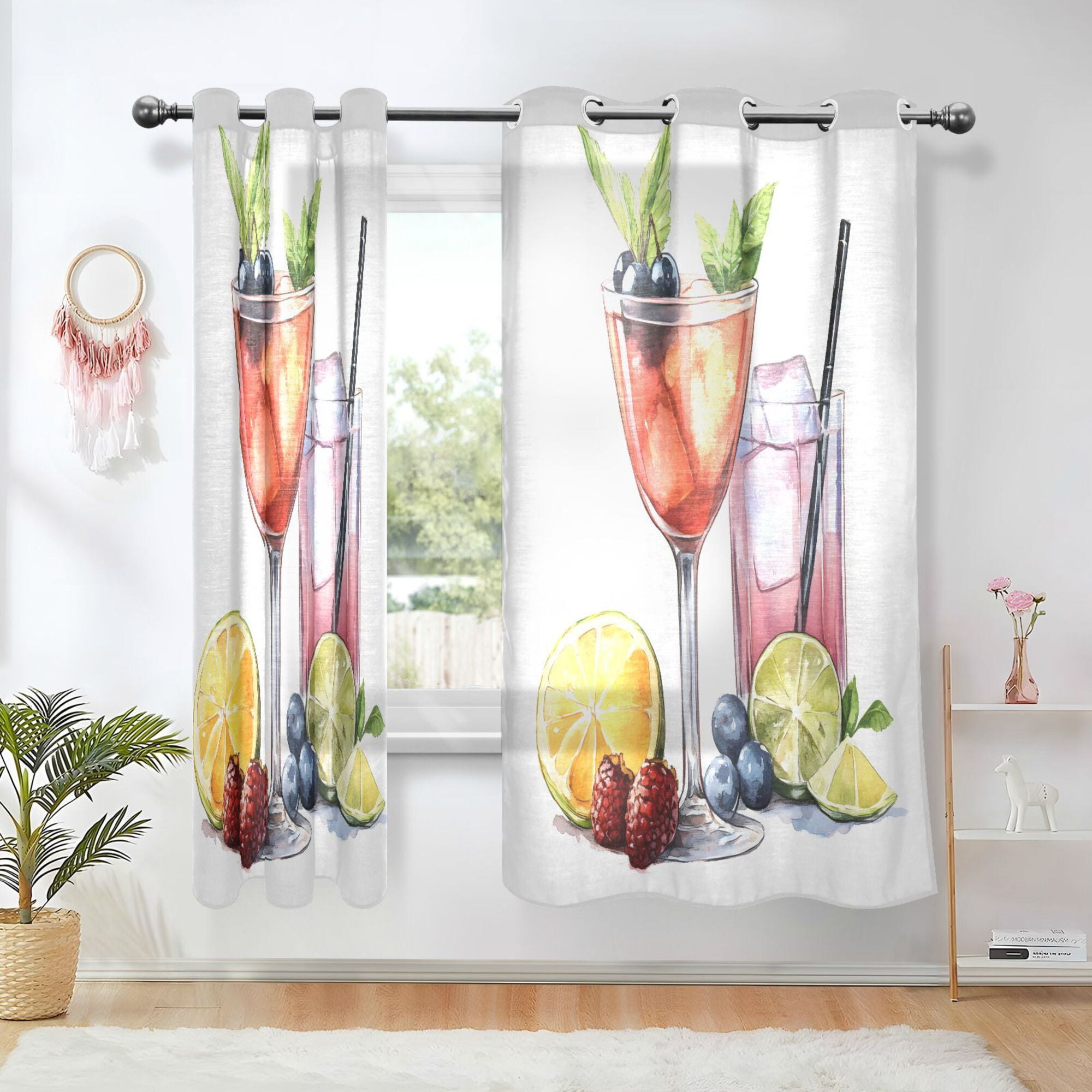Yayeee Window Curtains Set of 2 for Living Room Light Filtering 63"x42 ...