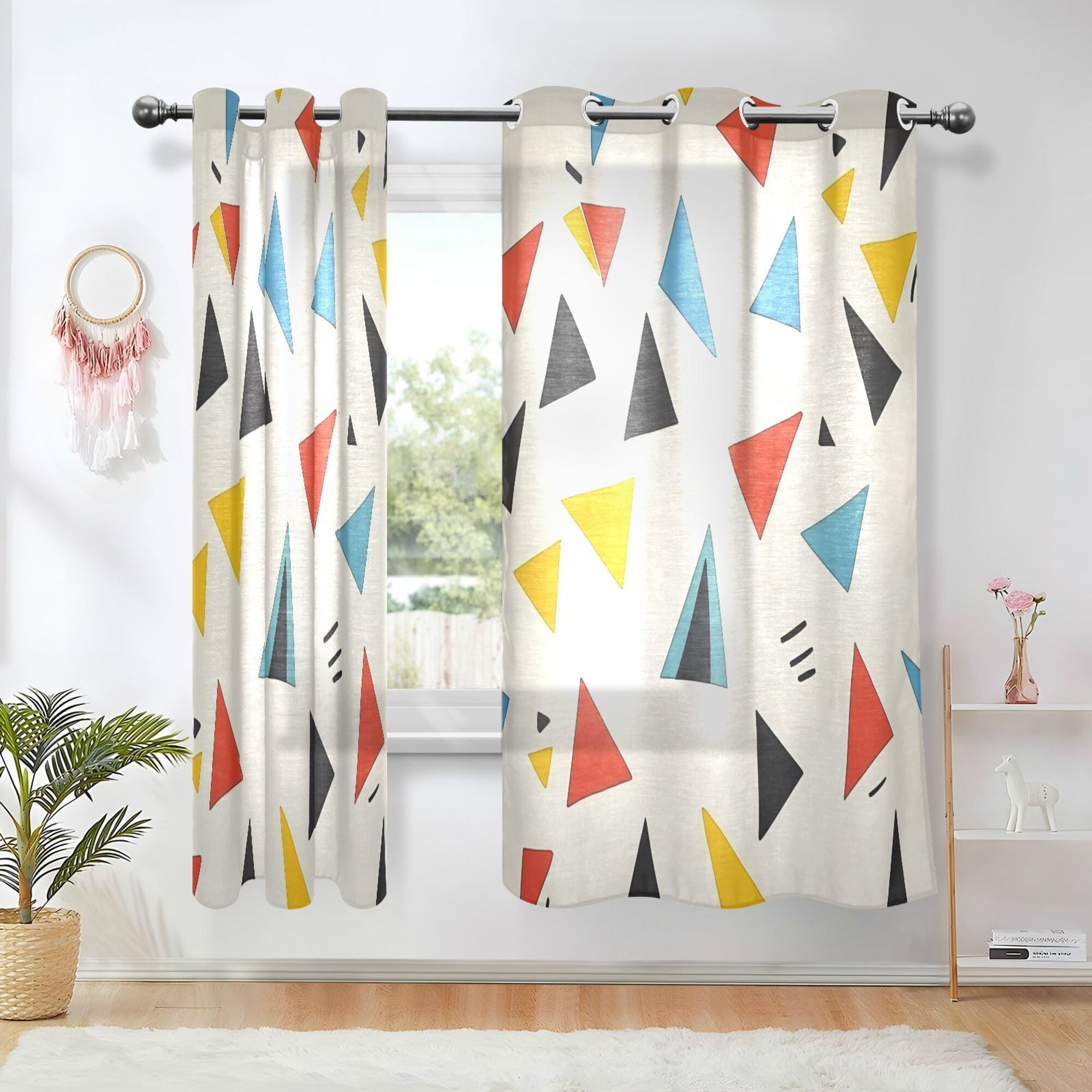 Yayeee Window Curtains Set of 2 for Living Room Light Filtering 63"x52 ...