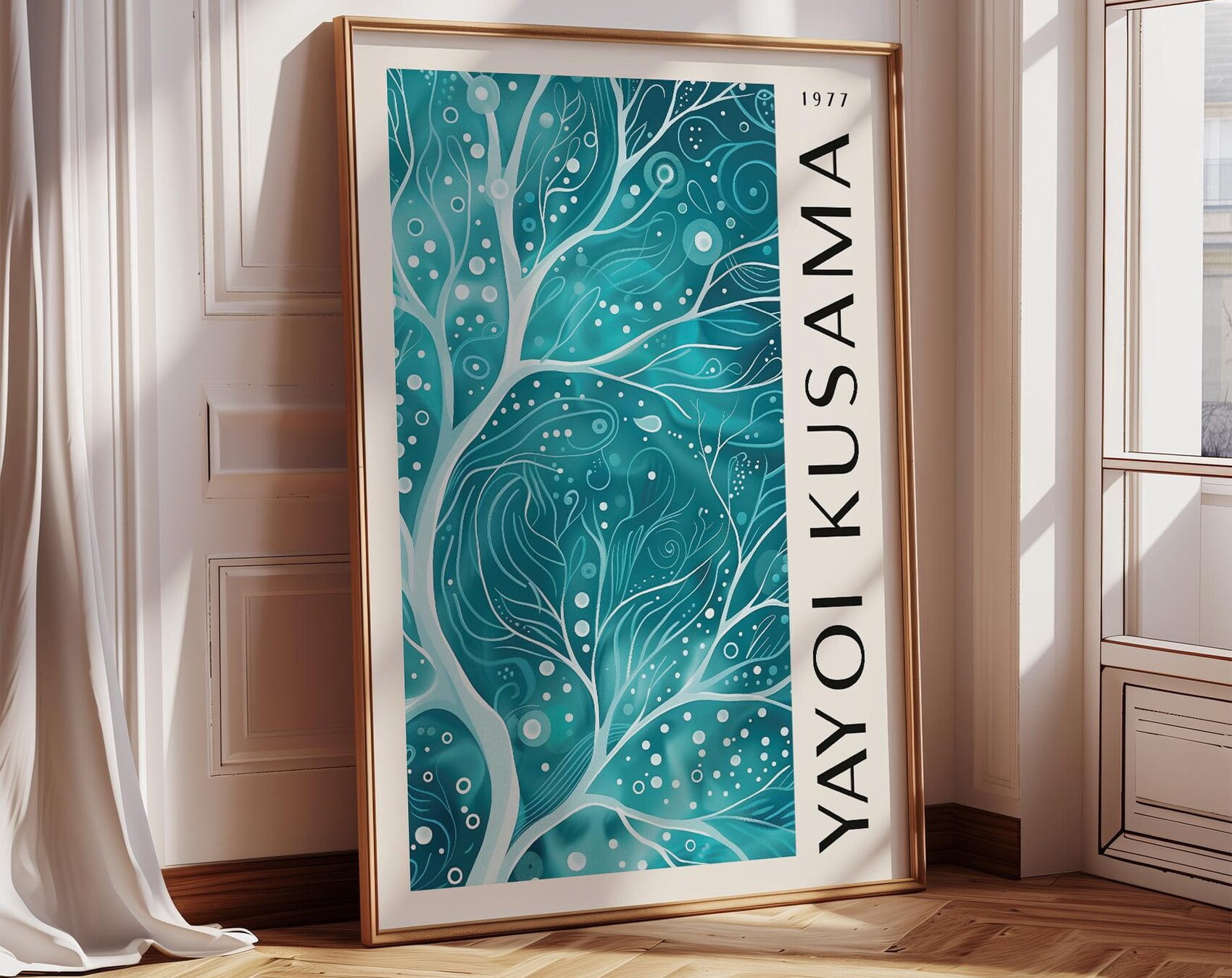 Yayoi Kusama Abstract Tree Art Modern | Blue Nature-Inspired Wall ...