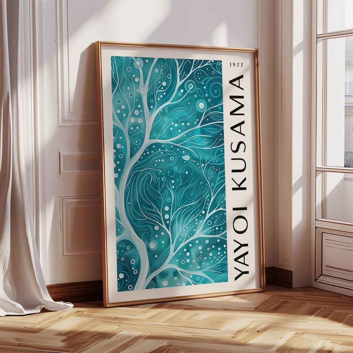 Yayoi Kusama Abstract Tree Art Modern Blue Nature-Inspired Wall Poster ...