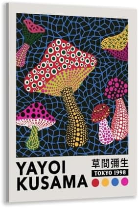 Yayoi Kusama Canvas Print Wall Art Mushroom Plant Japanese Yayoi Kusama ...