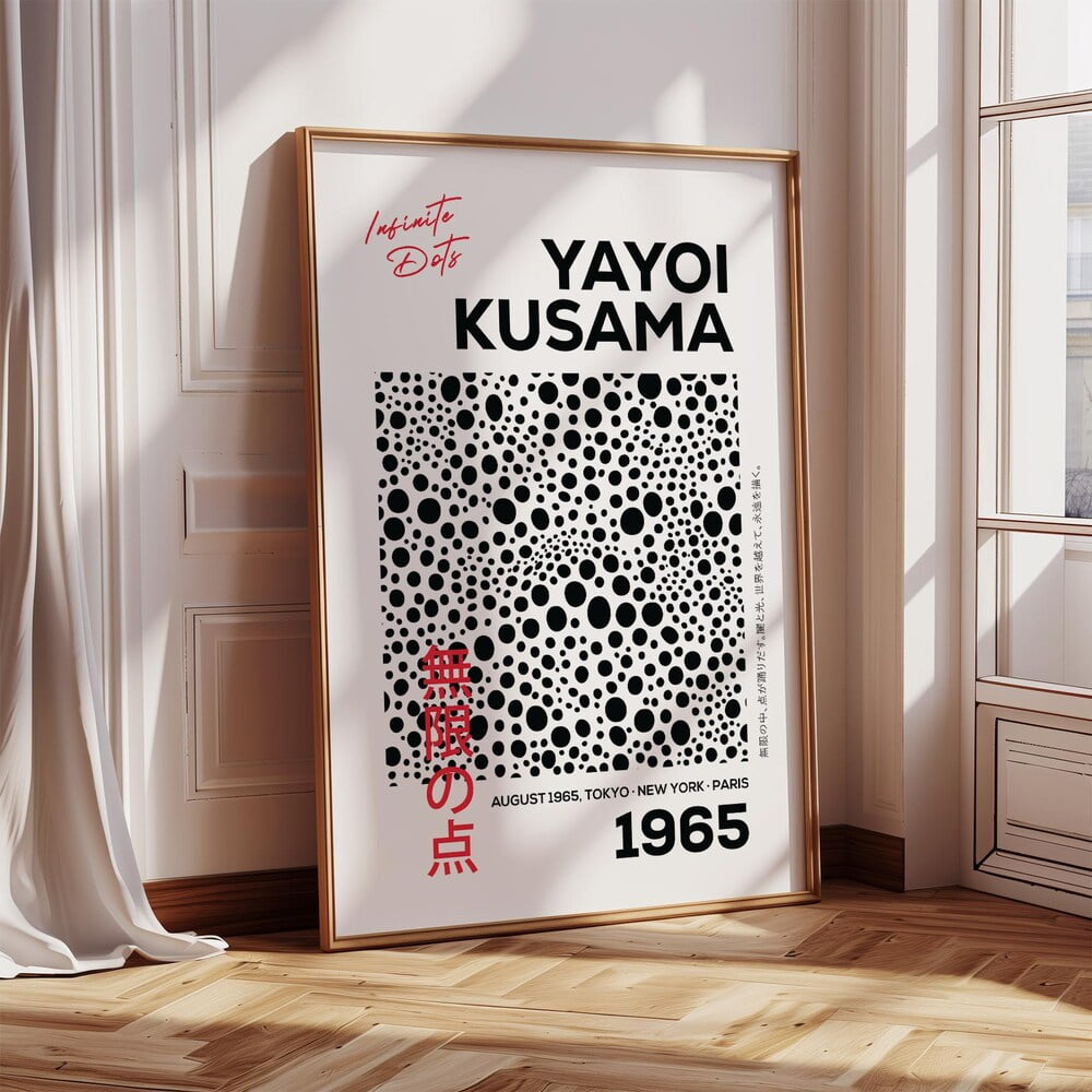 Yayoi Kusama Dots Wall Art Black And White, Polka Dot Artwork Inspired ...