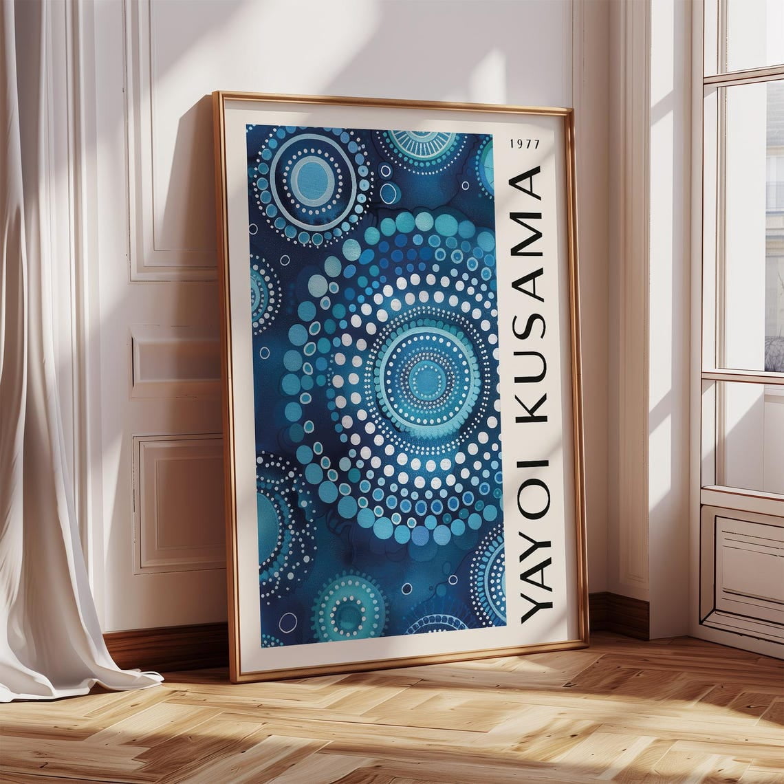 Yayoi Kusama Polka Dot Art Print Vibrant Blue Abstract Wall Artwork ...