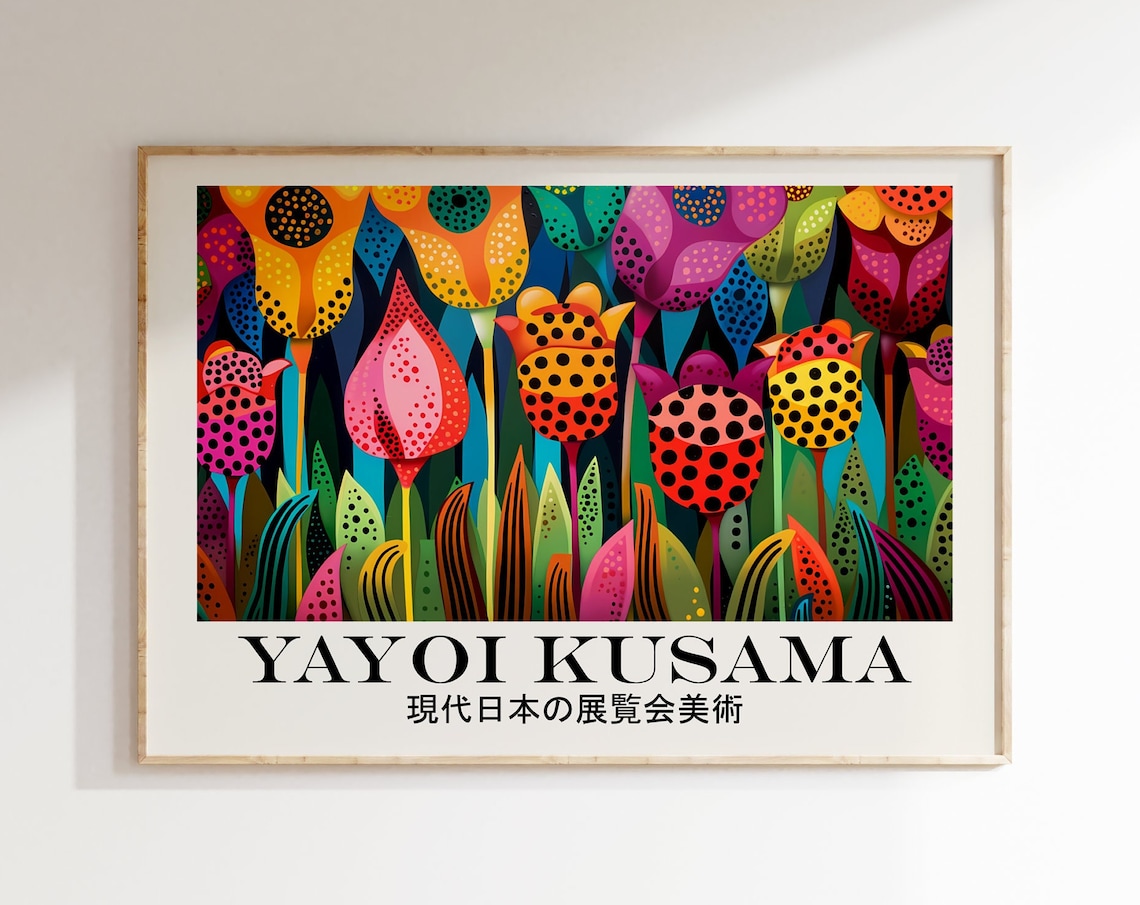 Yayoi Kusama Poster - Colorful Floral Art In Japandi Wall Art Style ...