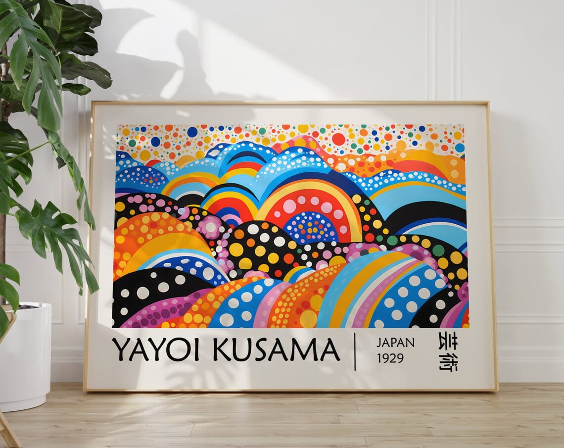 Yayoi Kusama Poster - Colorful Floral Art In Japandi Wall Art Style ...