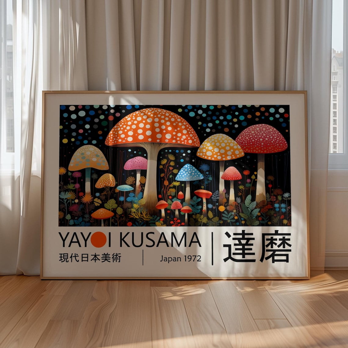 Yayoi Kusama Poster - Mushroom Motif, Japandi Gallery Wall Art As Yayoi ...