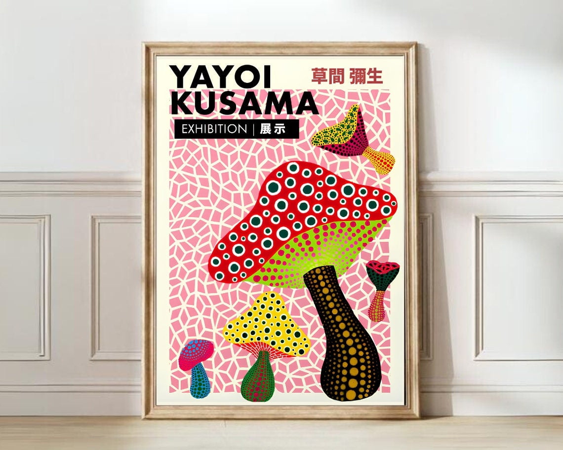 Yayoi Kusama Poster Pik Mushrooms Exhibition Poster Yayoi Kusama Wall ...