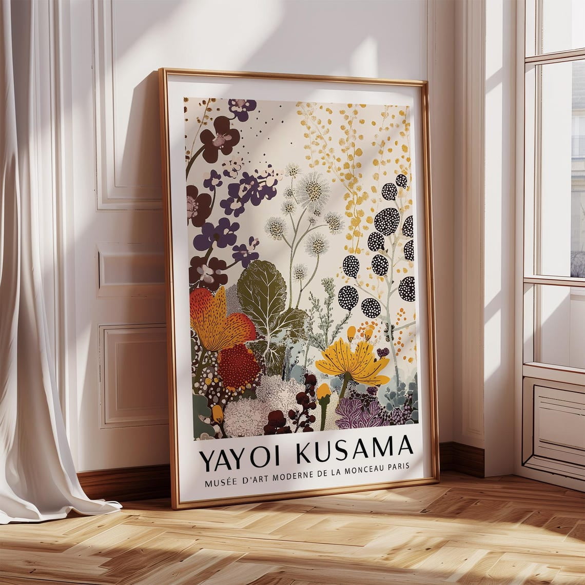 Yayoi Kusama Print Botanical Poster With Abstract Flowers In Earthy ...