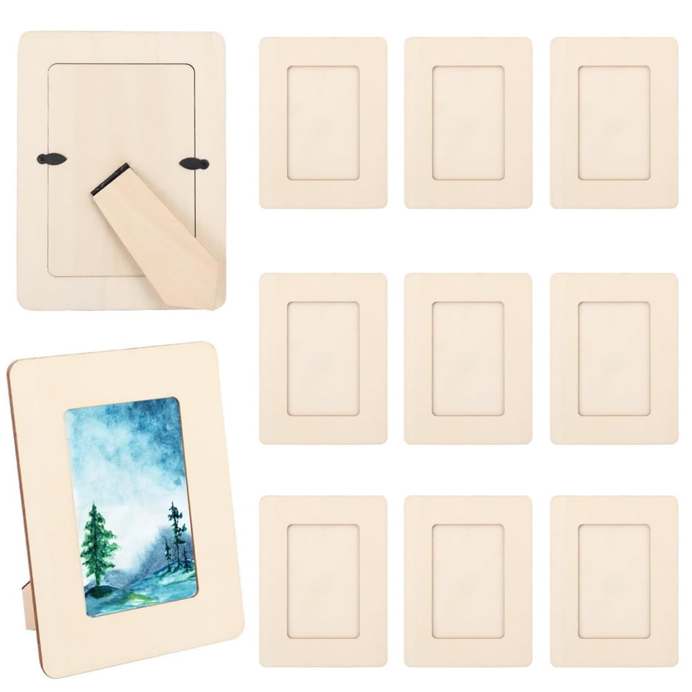 Yayun 3.5 x 5.5 Inch Wooden Picture Frame,10 Pack Unfinished Photo Frames,Rectangle Paintable ...