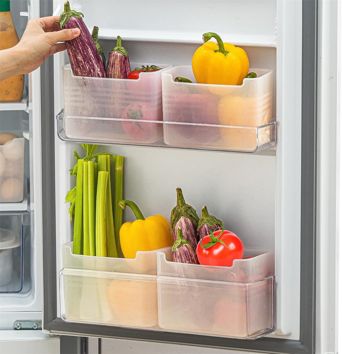 Yayun 3 Pcs Clear Plastic Fridge Side Door Storage Box, Refrigerator Side Door Storage ...