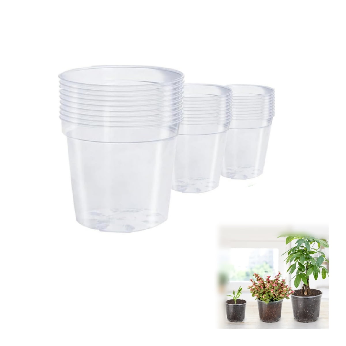 Yayun Clear Plant Pots,Portable Clear Plastic Pots with Drainage Holes ...