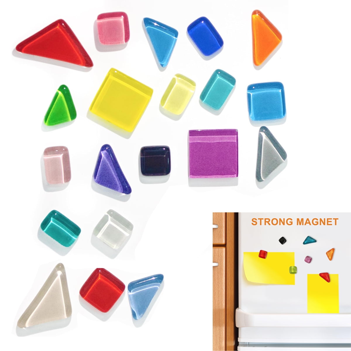 Yayun Colorful Glass Refrigerator Magnets, (20 Pcs) Cute Mosaic Fridge ...