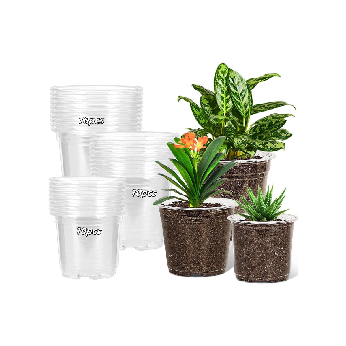 Yayun Set of 30 Plants Potting Containers,Seedling Pots with Drainage ...