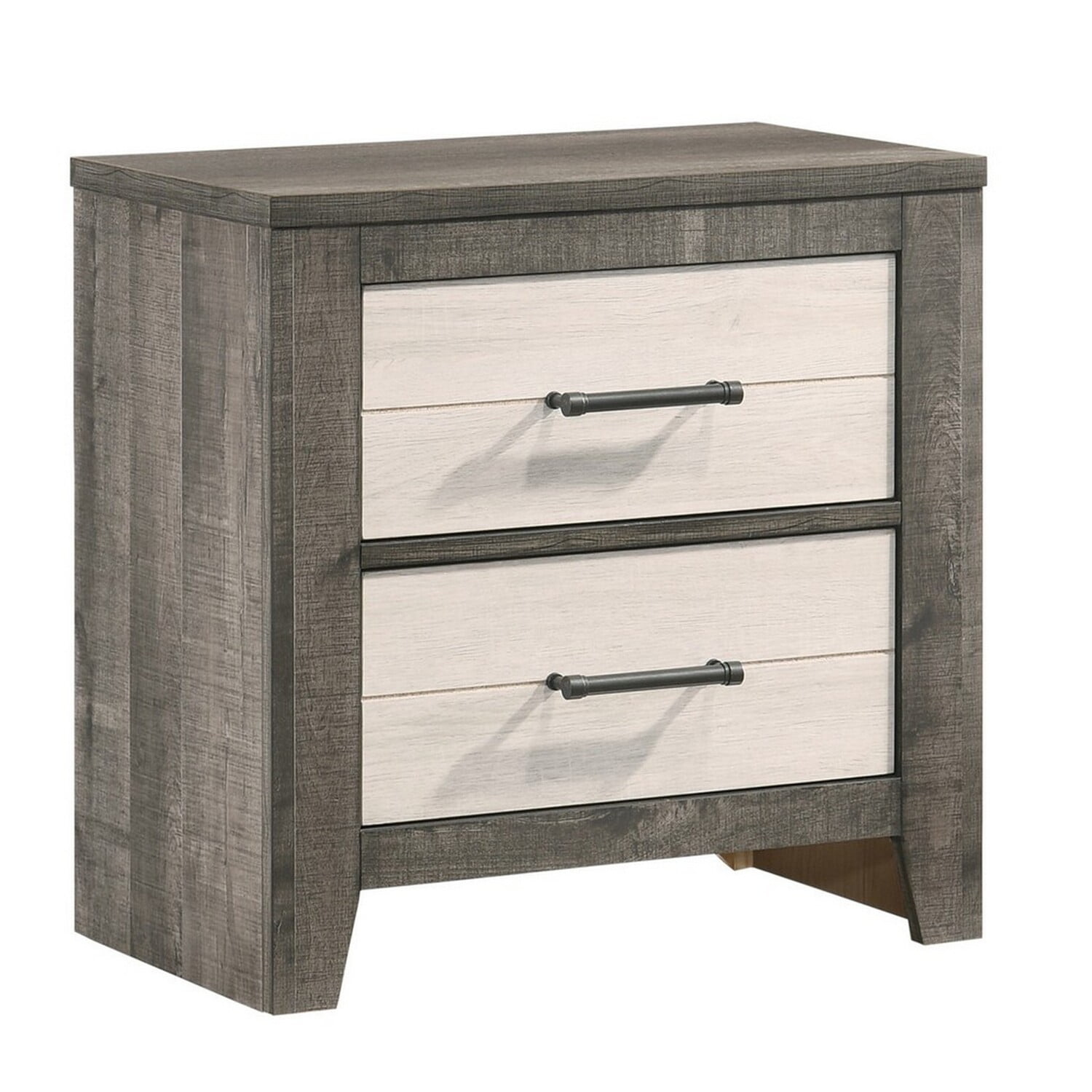 Yaz 25 Inch Modern 2 Drawer Nightstand, Bar Metal Handles, White and ...