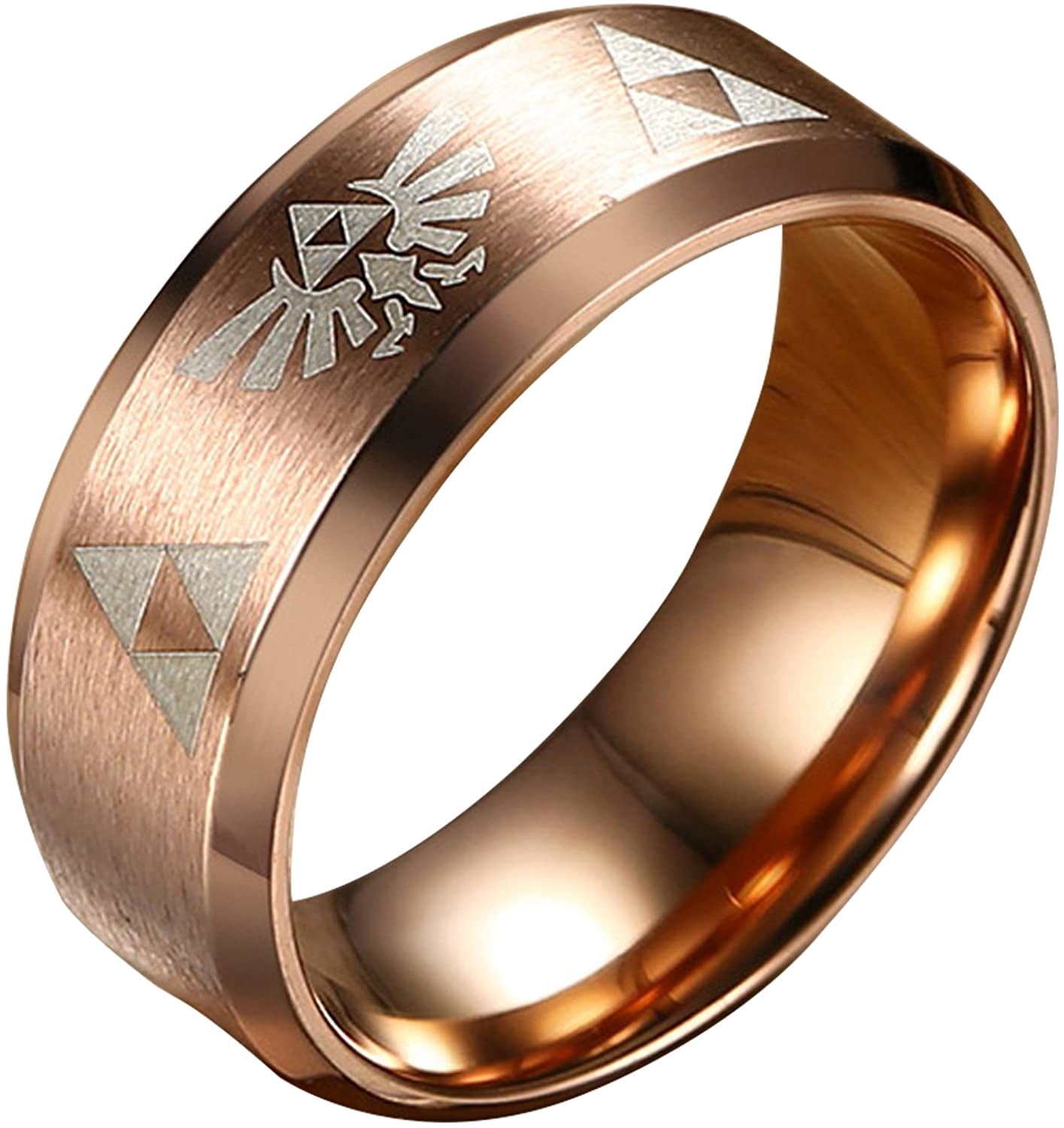 Yazi 8mm The Legend of Zelda Triforce Ring, Stainless Steel Matte ...