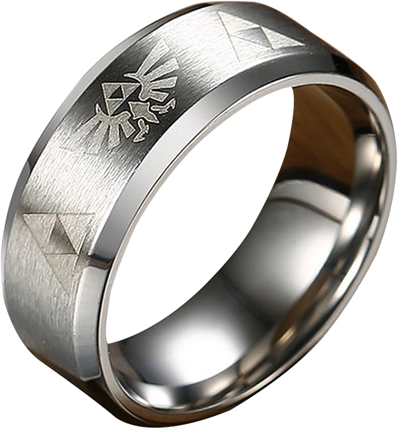 Yazi 8mm The Legend of Zelda Triforce Ring, Stainless Steel Matte ...