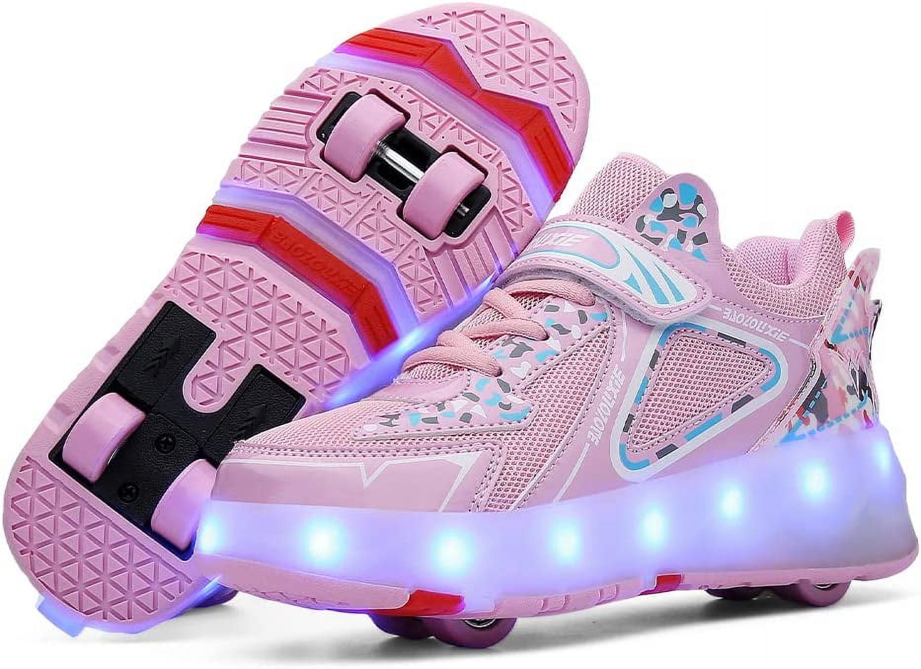 Yazi LED Lights Four-Wheeled Roller Derby Skates, B4-Pink - Walmart.com