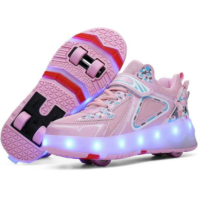 Yazi LED Lights Four-Wheeled Roller Derby Skates, B4-Pink - Walmart.com