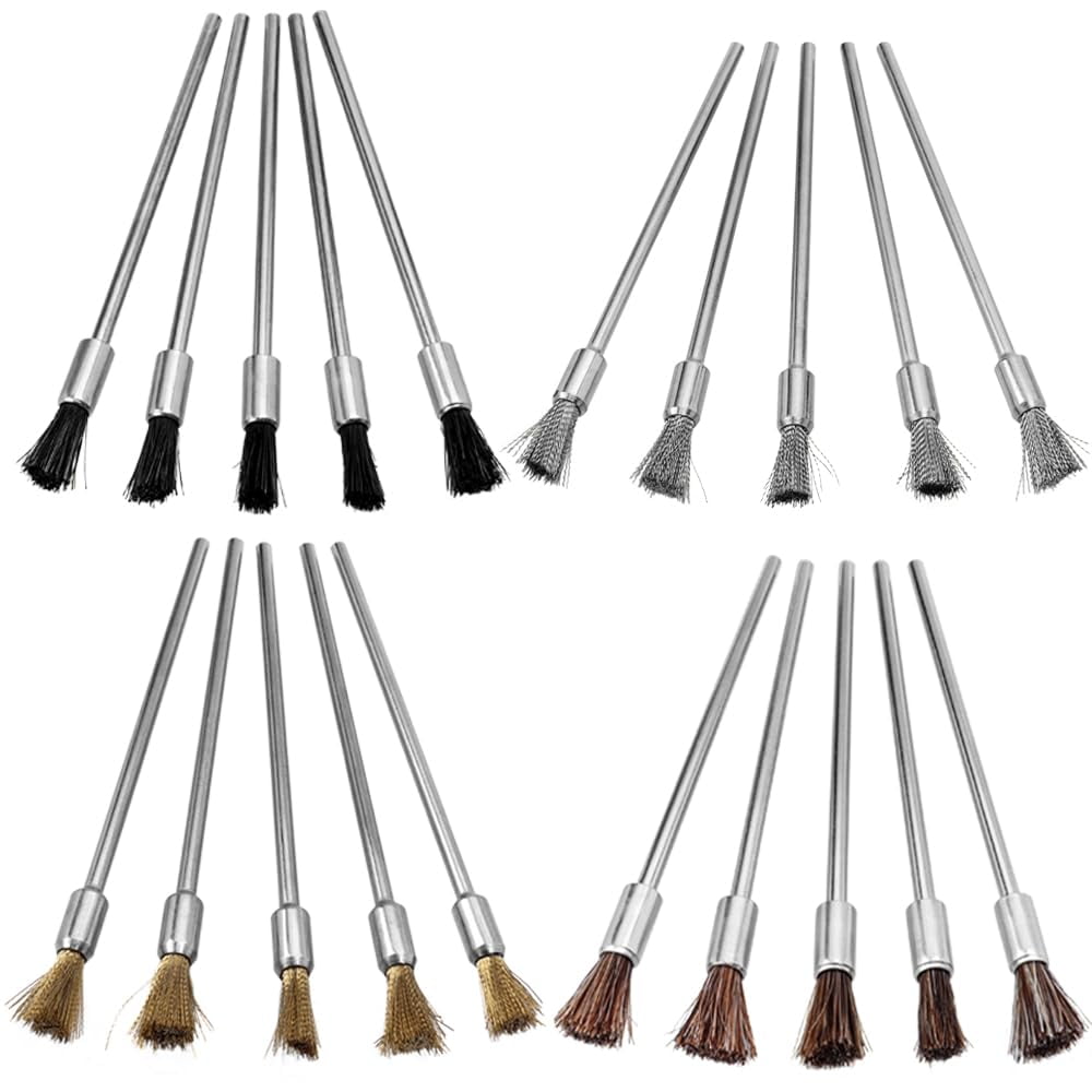 Yazoeiaing 20Pcs Extended Wire End Brushes Set, 5 Pig Hair Detailing ...