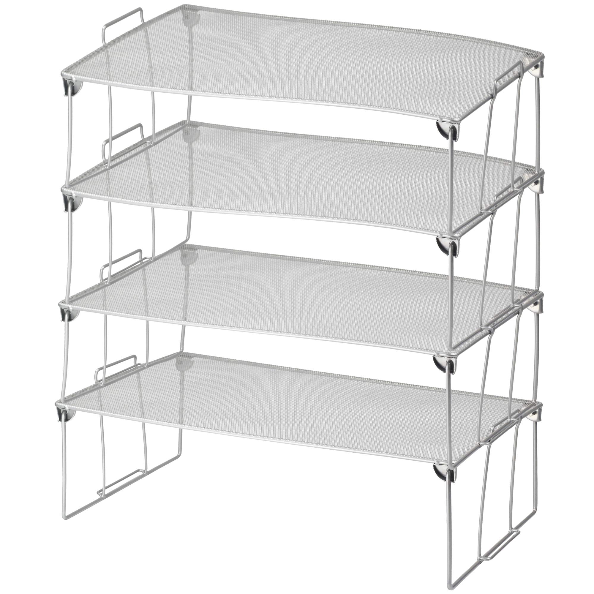 Ybm Home Stackable Mesh Shelf Silver Storage Rack, 4 Pack - Walmart.com