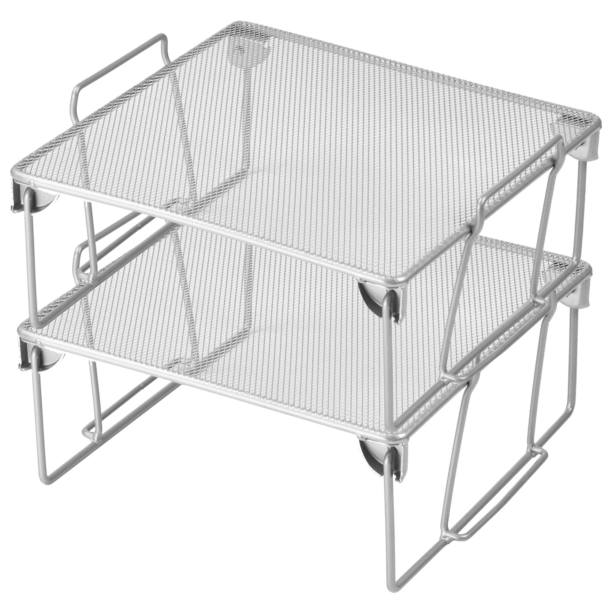 Ybm Home Stackable Mesh Shelf Silver Storage Rack for Kitchen/Office ...
