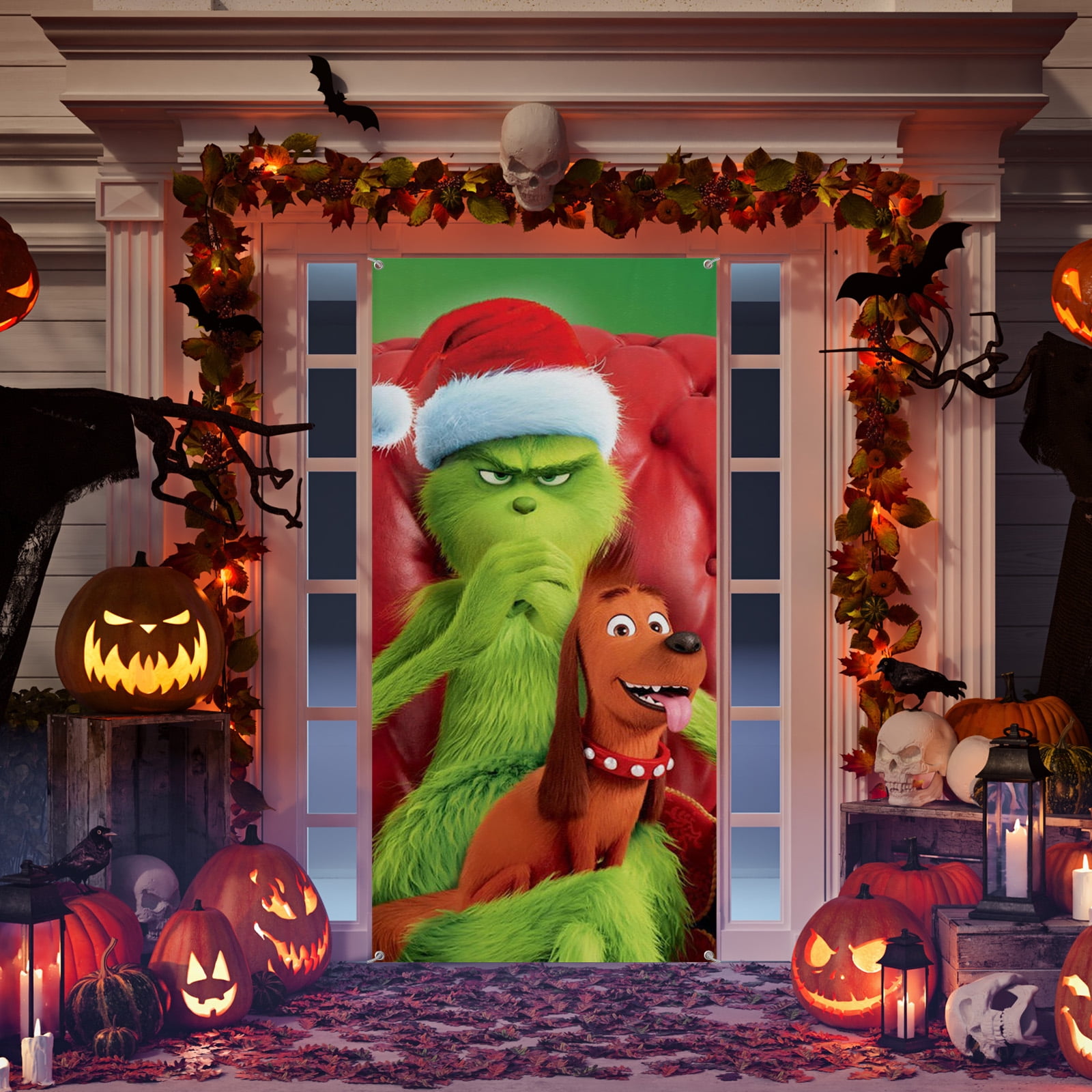 YcYDdMk The Grinch Stole Christmas Door Cover Banner Backdrop ...