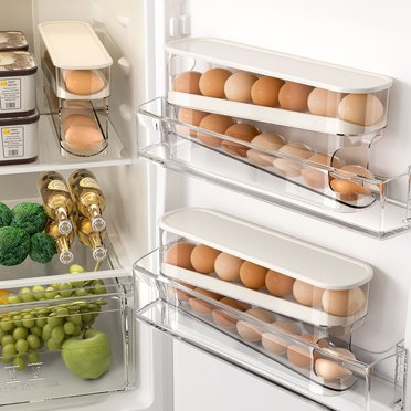 HEJULIK 36 Compartment Fridge Egg Rack, 2 Tier Stackable Tray (Light ...