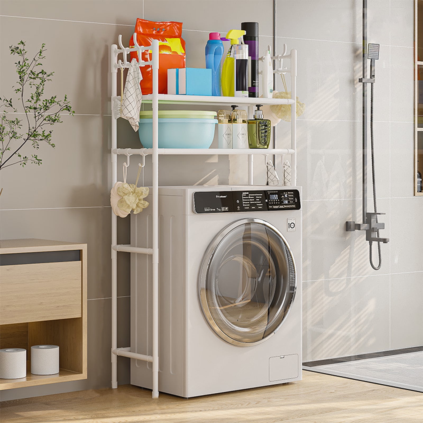 Ycandiee Bathroom Storage and Organizer Rack, Over Washer and Dryer ...