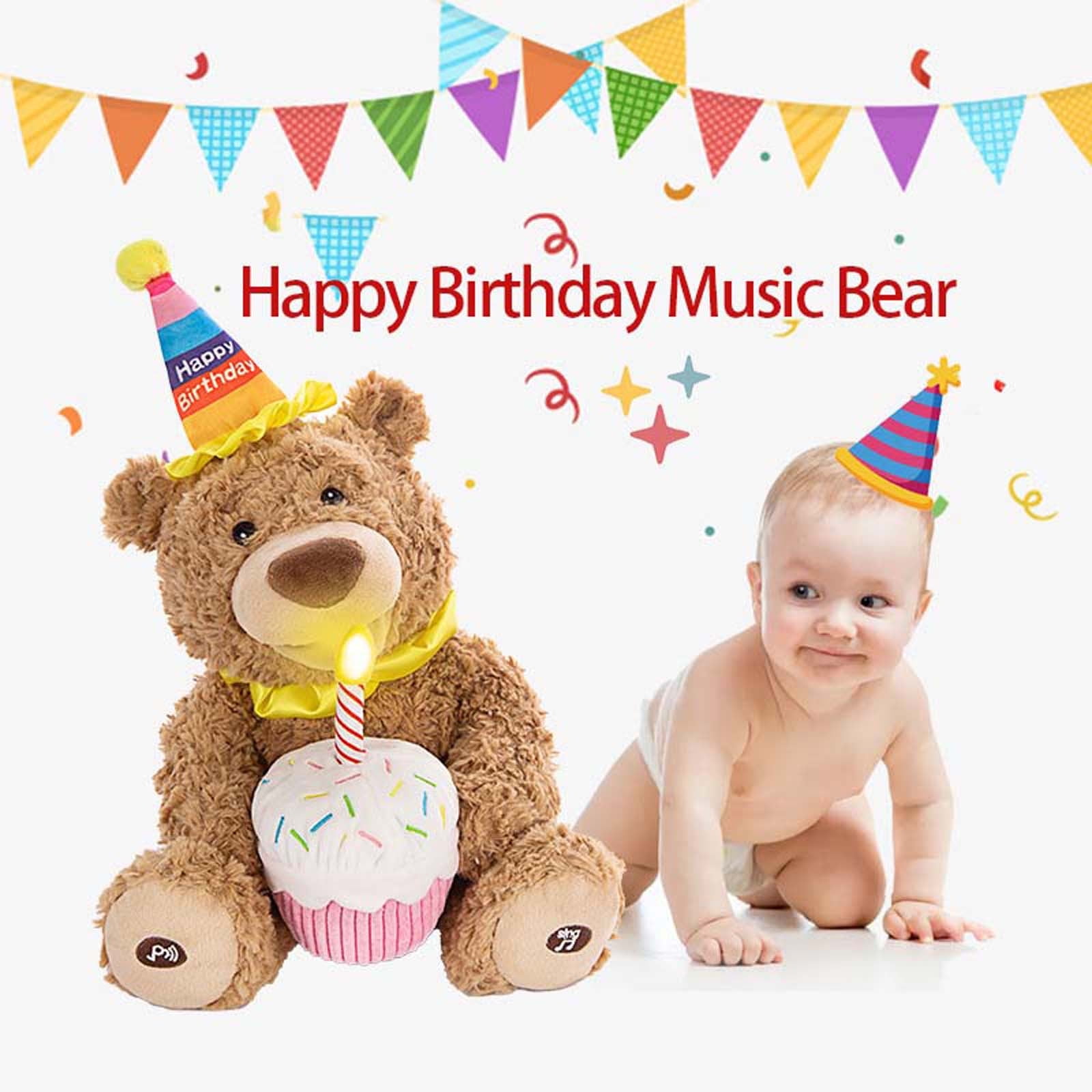 Ycandiee Can Sing Birthday Song, Bear Plush Doll, Children's Electric ...