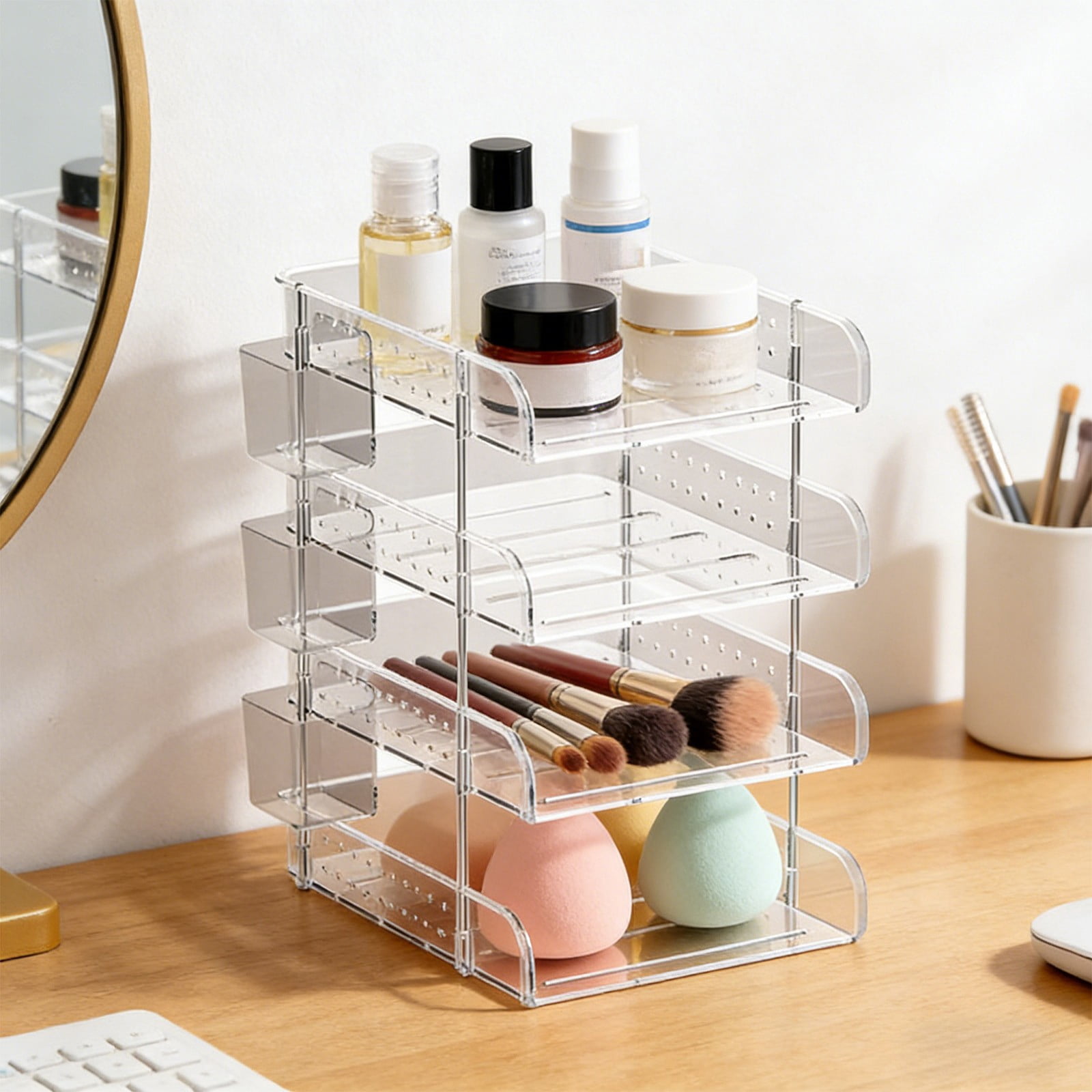 Ycandiee Desk Pegboard Storage Organizer, Stationery and Cosmetics ...