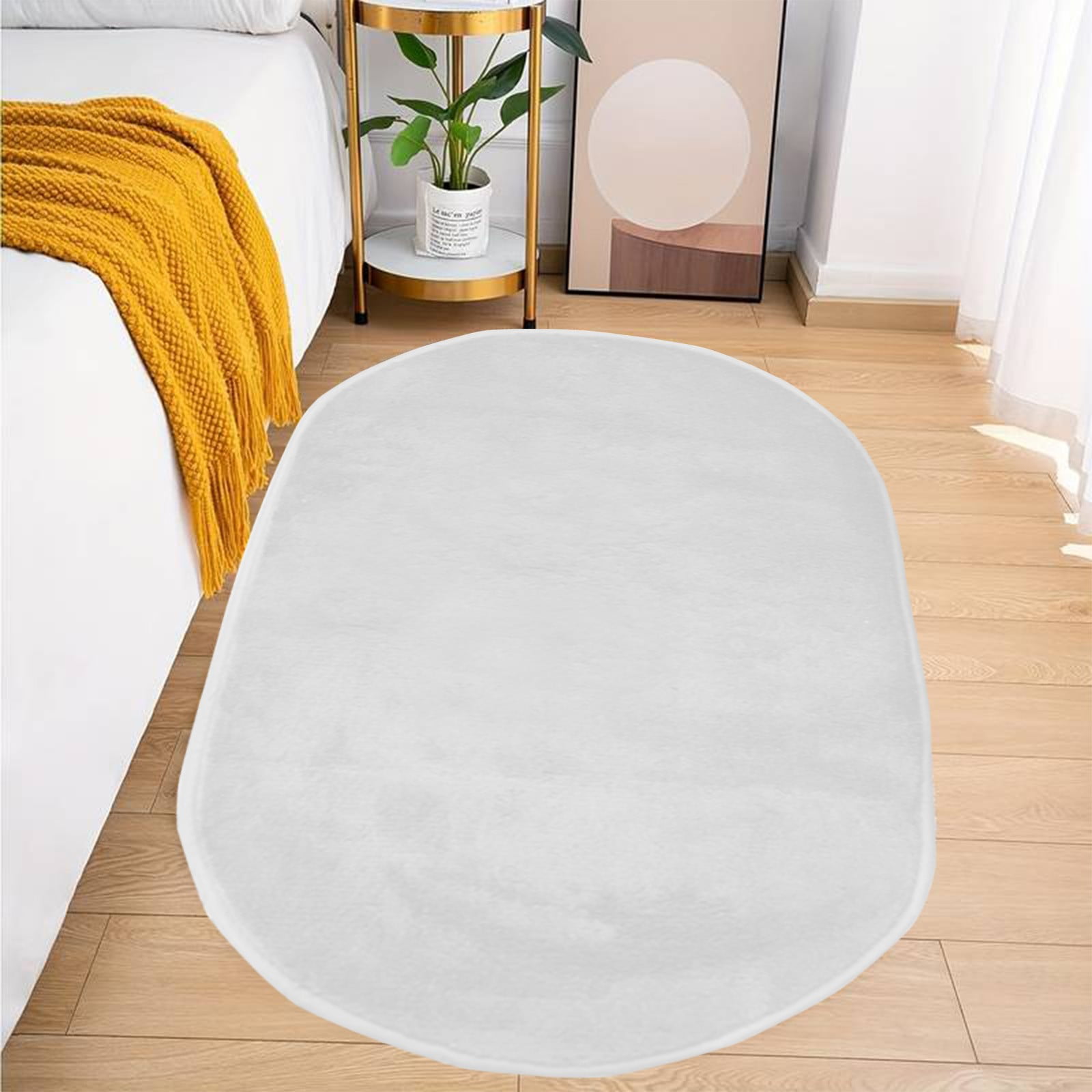 Ycandiee Fluffy Bedroom Rug, 15.7''x 31.4''Oval Area Rug, Shaggy Area ...