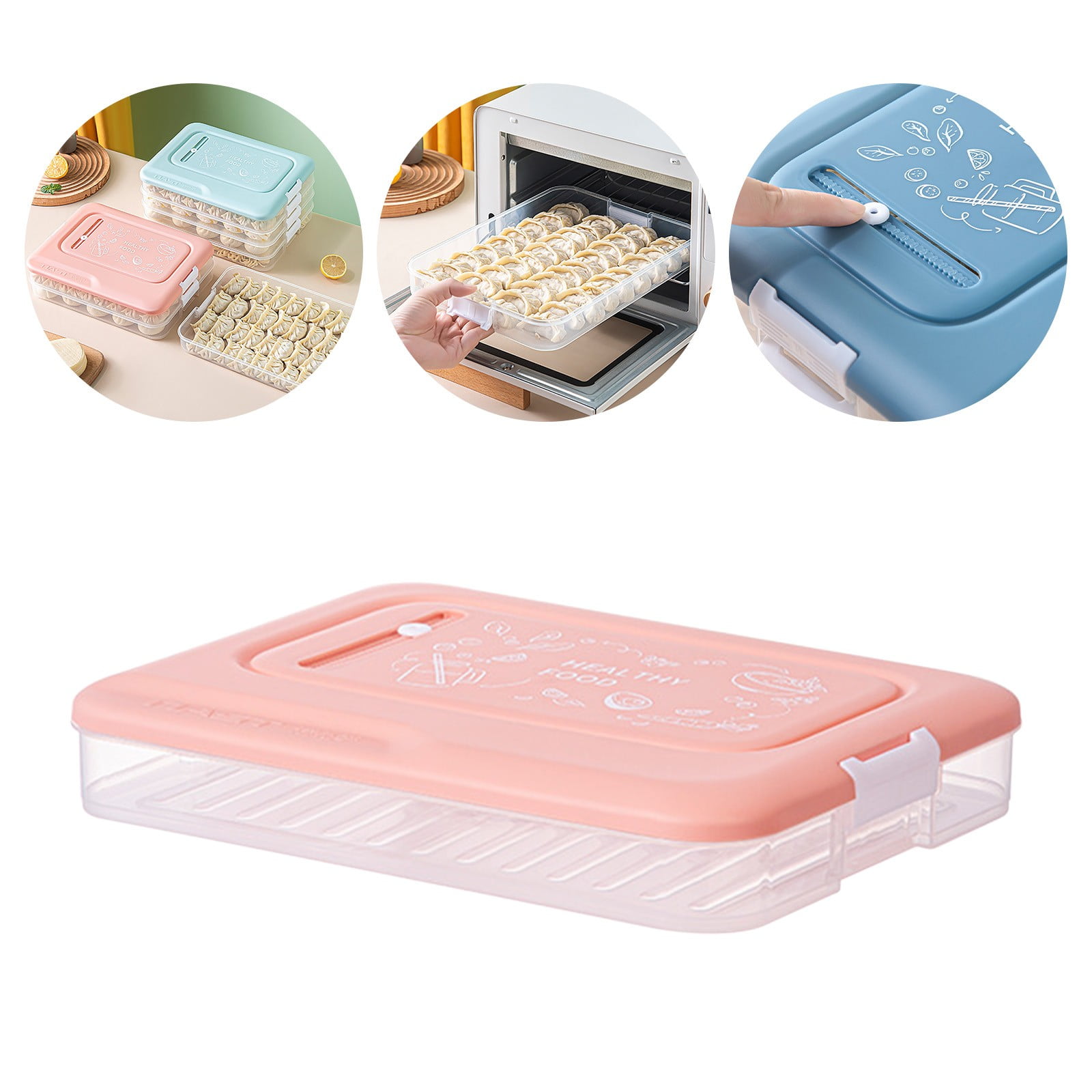 Ycandiee Food Storage Containers, Frozen Dumpling Storage with Lids ...