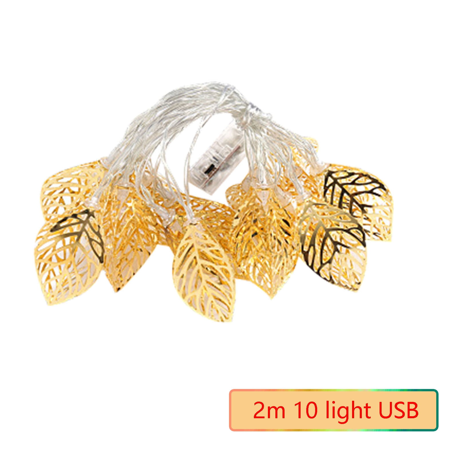 Ycandiee Led Iron Gold Leaf Lamp String 3D Hollow Gold Leaf Lamp String ...