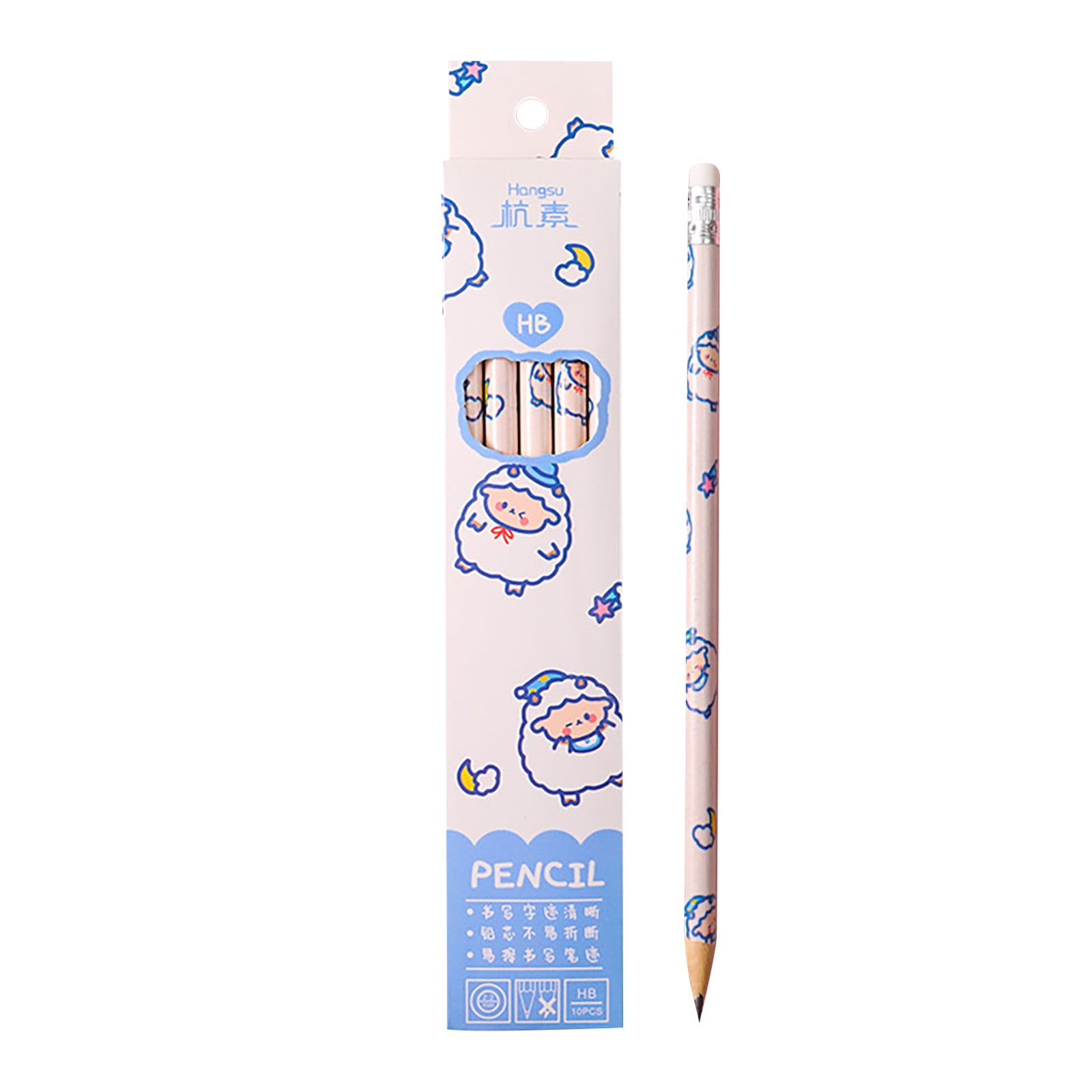 Ycandiee Round Pencils, 10 Pack HB Graphite Pencils with Eraser, Wood ...