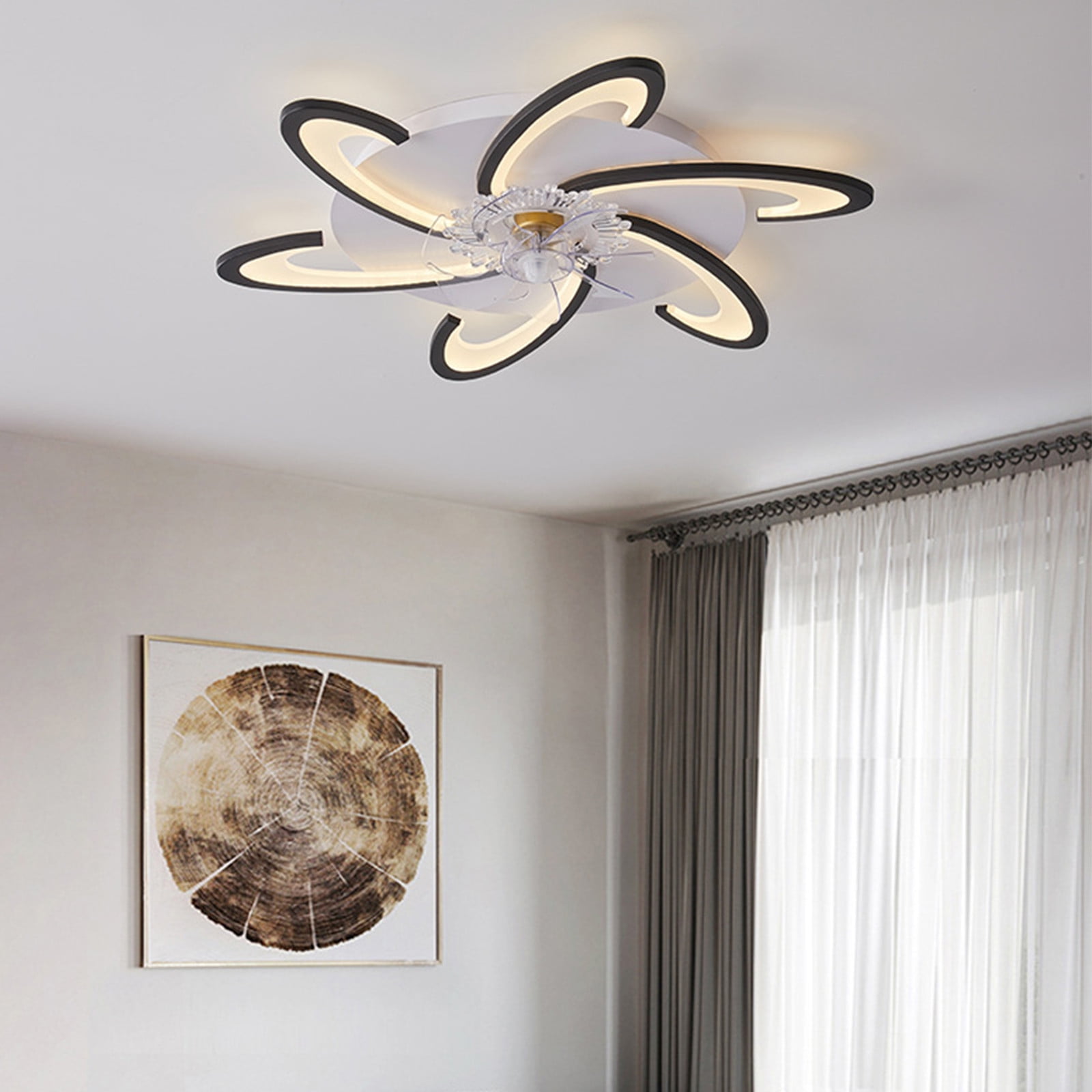 Ycandiee White Flower Ceiling Fan with Light, Snowflake Ceiling Fan ...