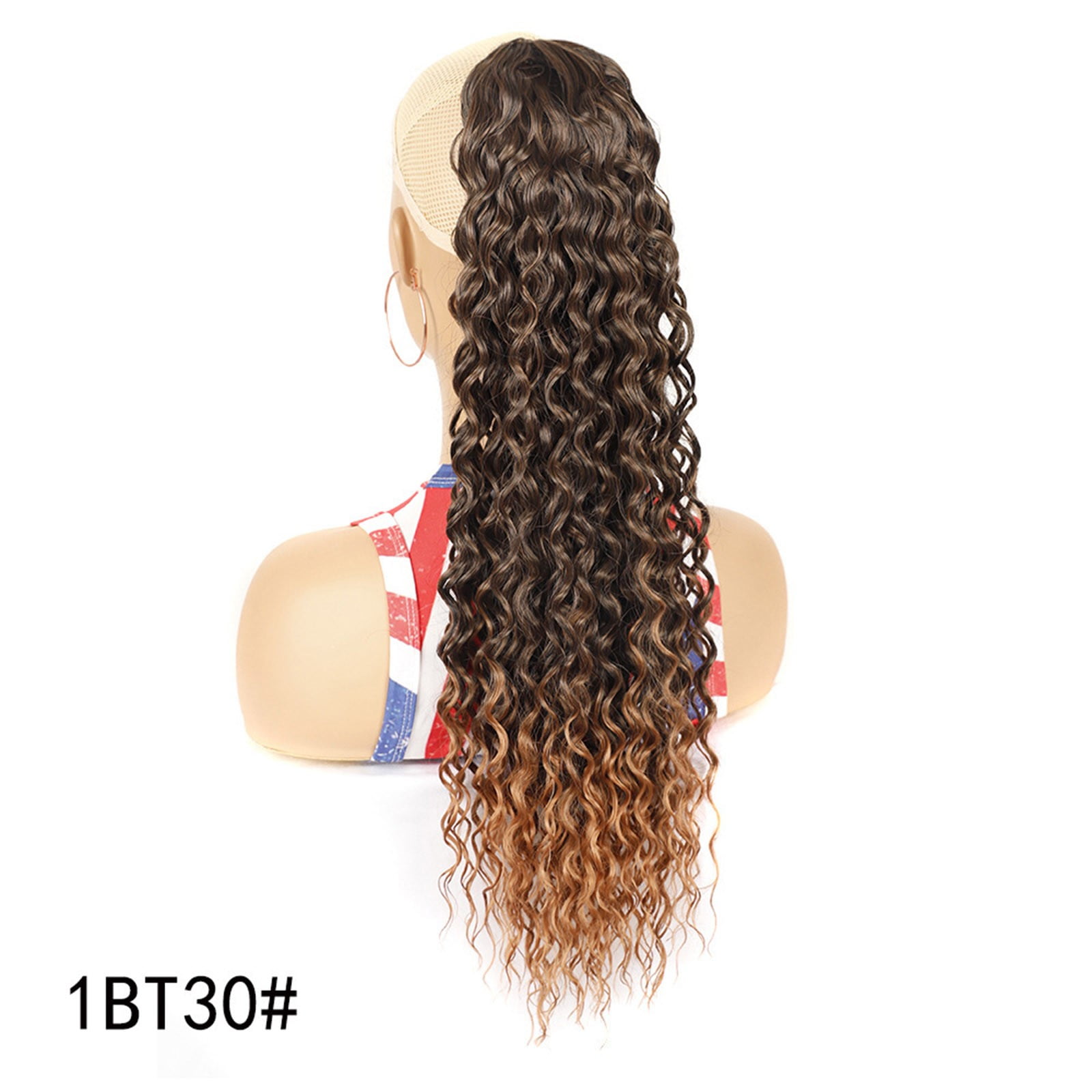 Ycandiee Wig Female European Wig Ponytail Net Bag Pull Rope Curly Hair ...