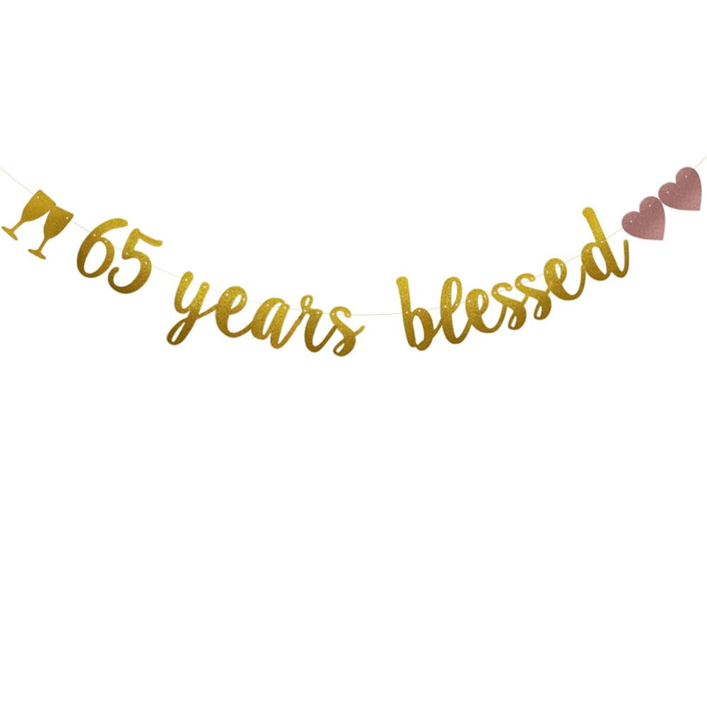 Ycinas 65 Years Blessed IFF17 Banner, Pre-Strung, Gold Glitter Paper ...