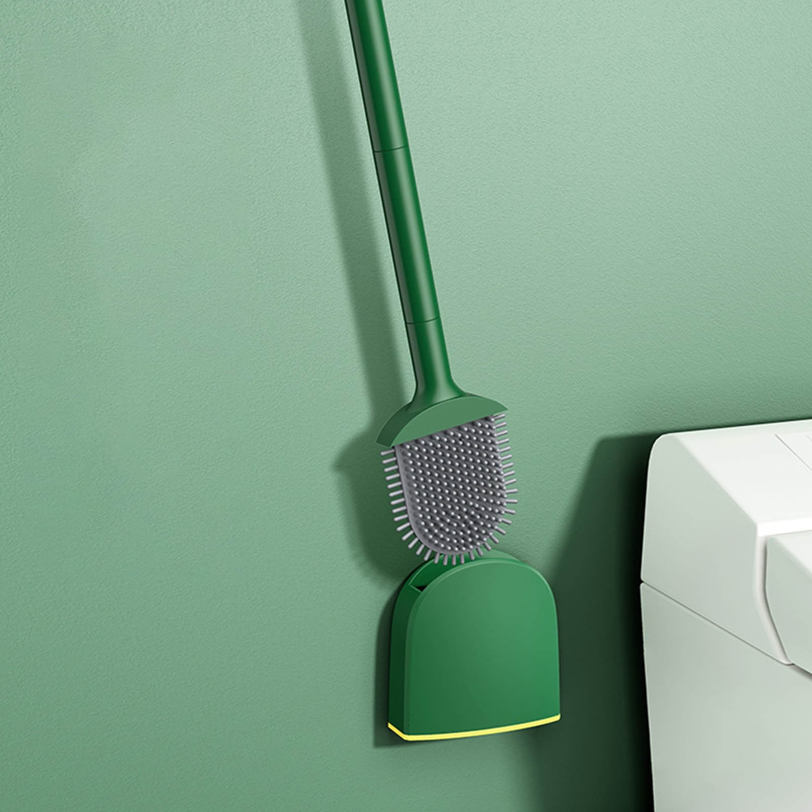 Ycolew Silicone Toilet Brush with Holder, Flat Head Flexer for Deep ...