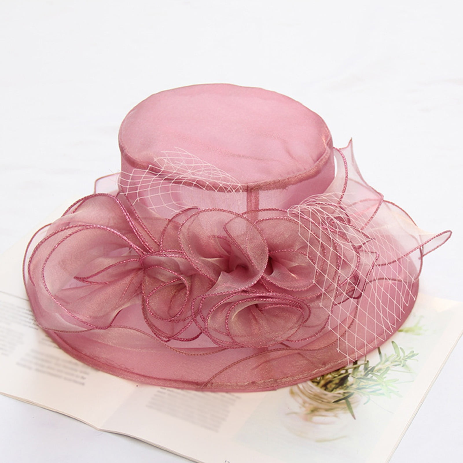 Ycuke Pink Tea Party Hat Church Hats for Women 2026 Elegant Church Hat ...