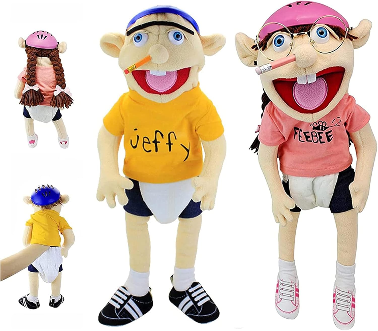 Ycxydr Jeffy Puppet and His Sister Feebee Puppet Plush Toy Doll ...