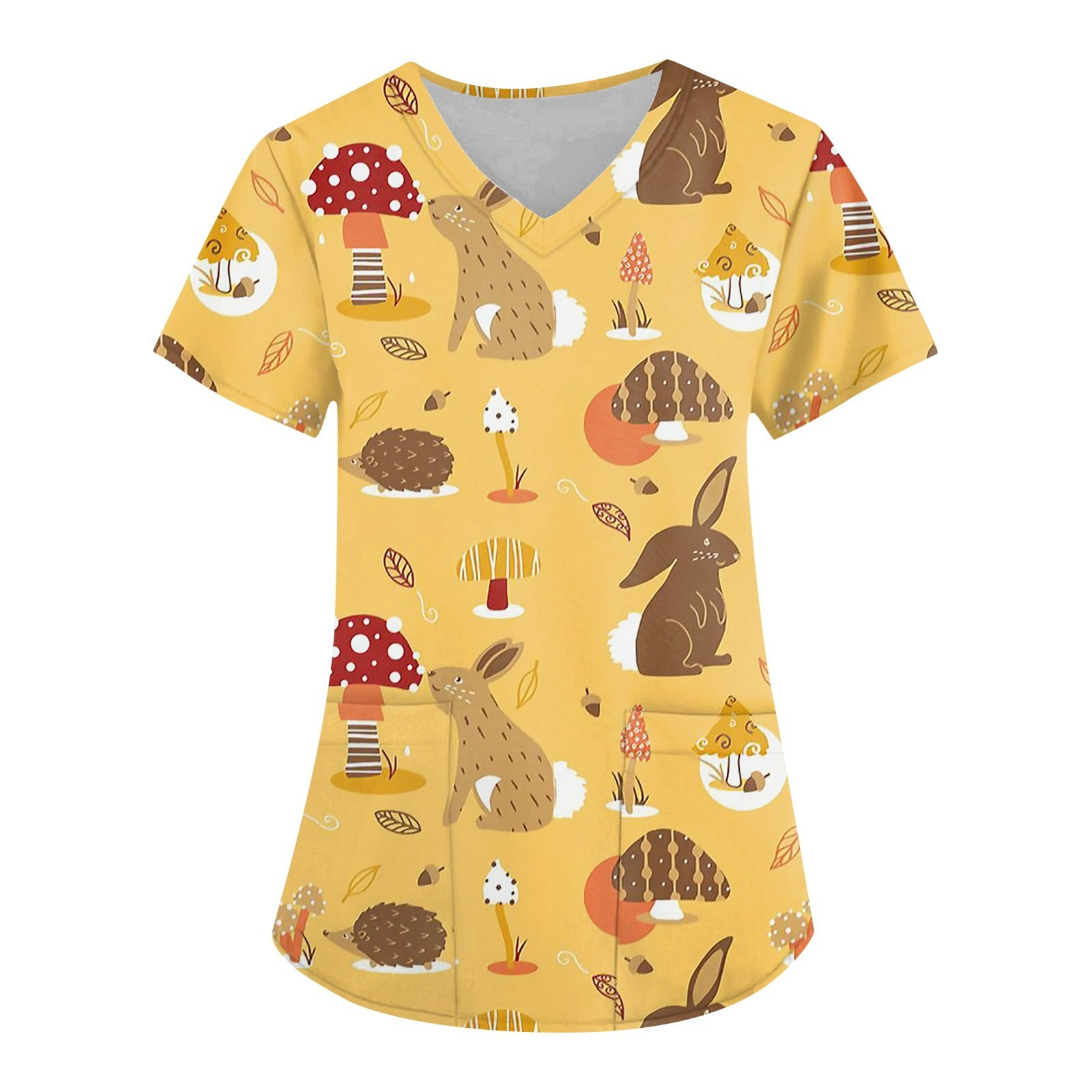 Ydkzymd Easter Tops Womens L with Pockets Easter Shirts for Women Short ...