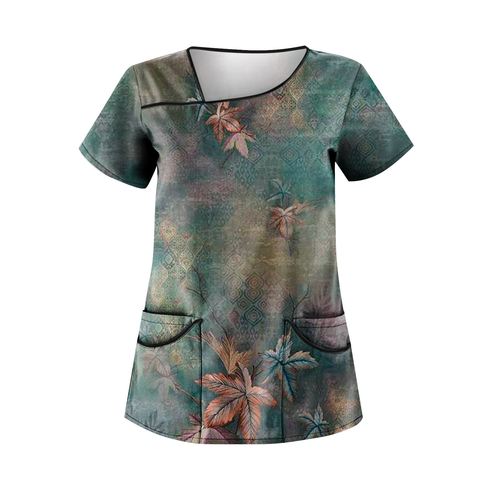 Ydkzymd Holiday Scrubs for Women Cute Scrubs S Short Sleeve Teal Scrubs ...