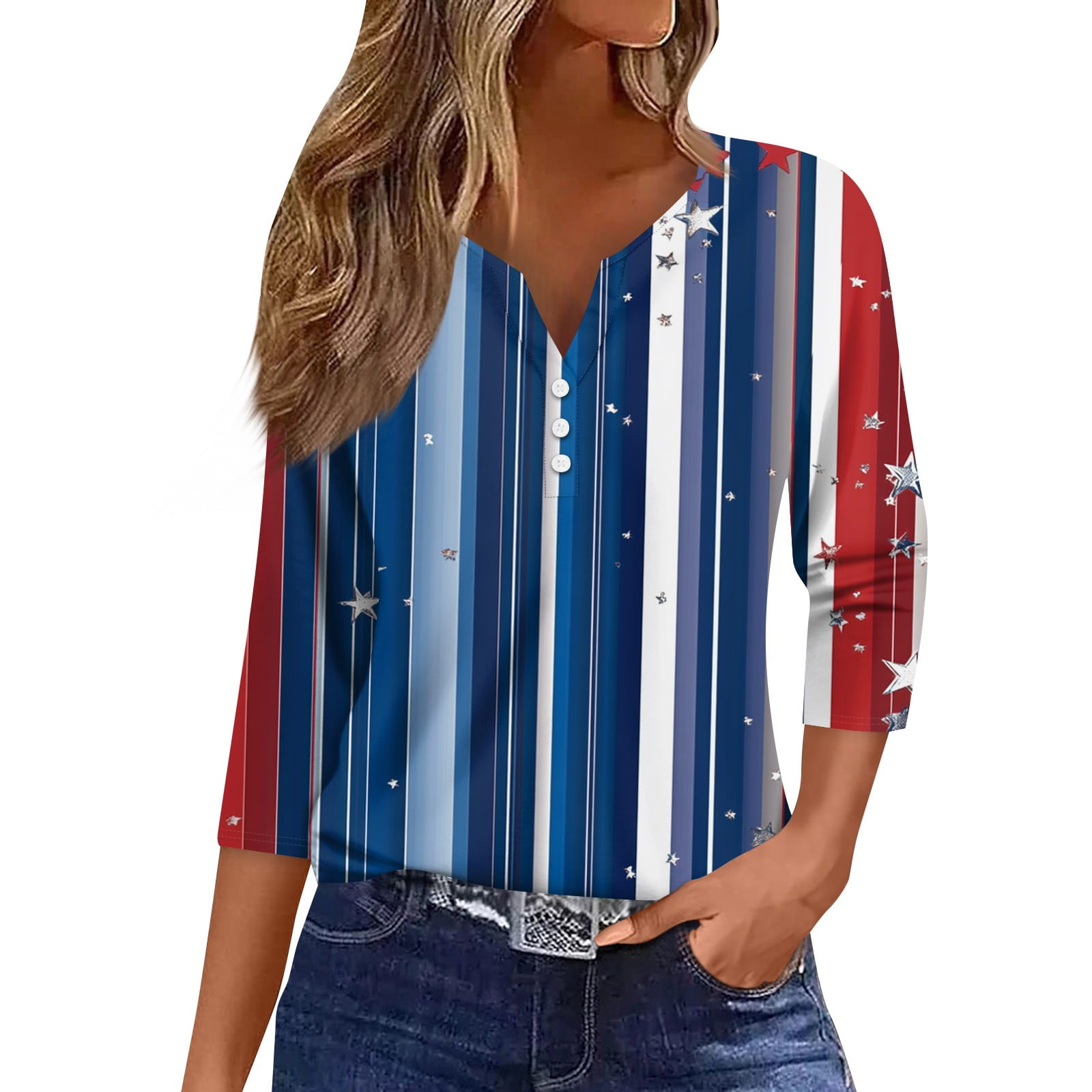 Ydkzymd Independence Day Womens Western Patriotic American Flag Shirt ...