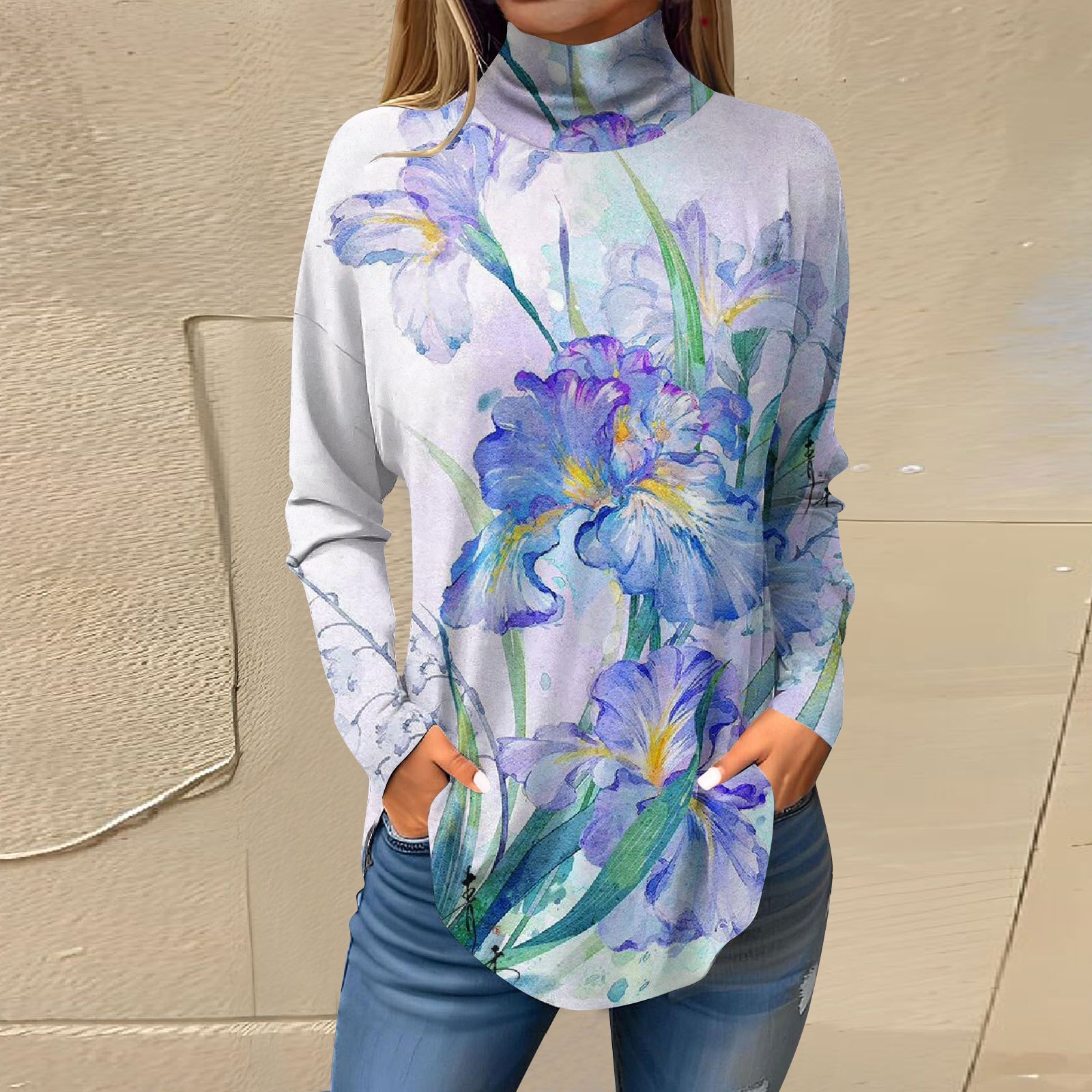 Ydkzymd Long Sleeve Golf Shirts for Women Dark Purple Plain L Womens ...