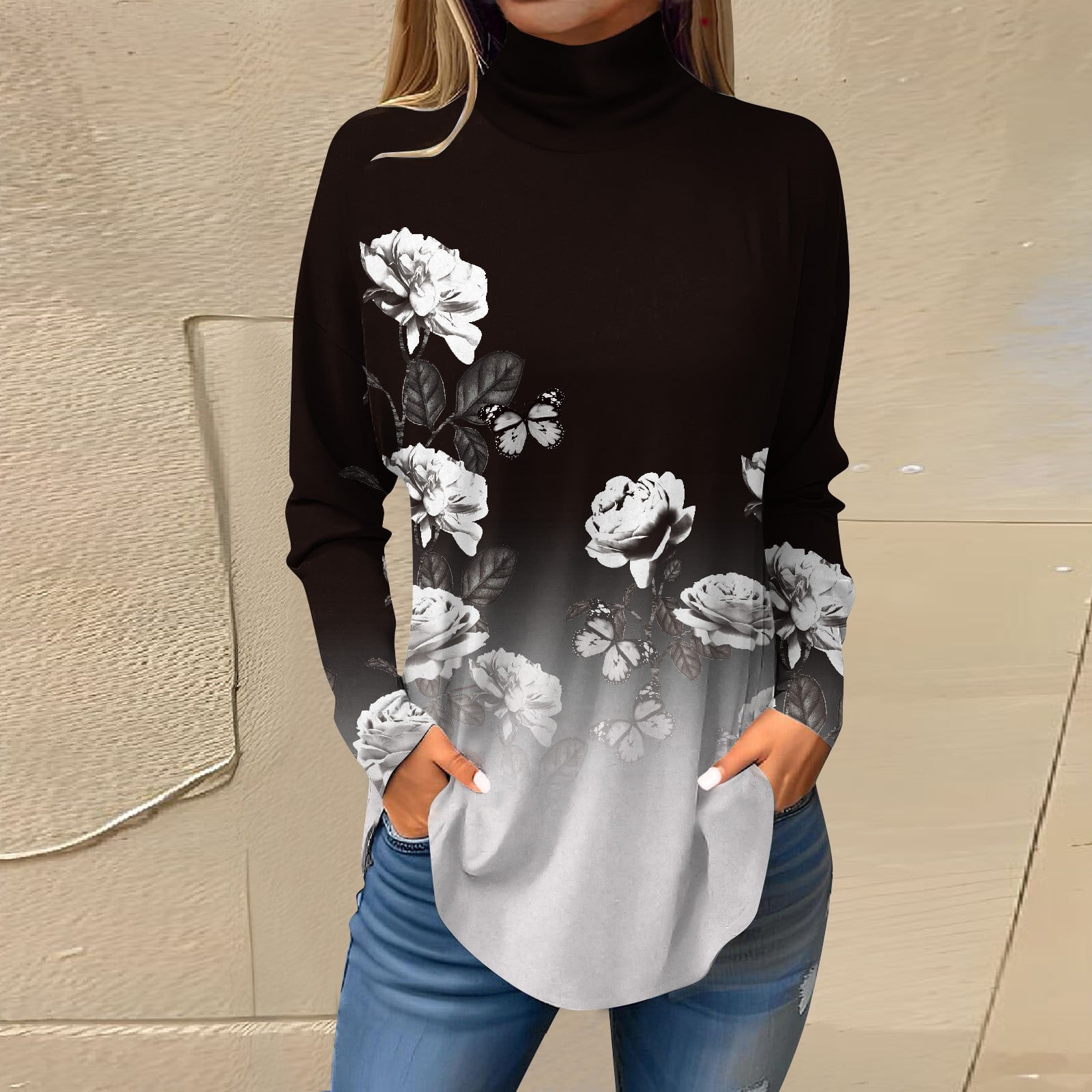 Ydkzymd Womens Long Sleeve Shirts Casual L Thermal Dark Gray Shirt ...