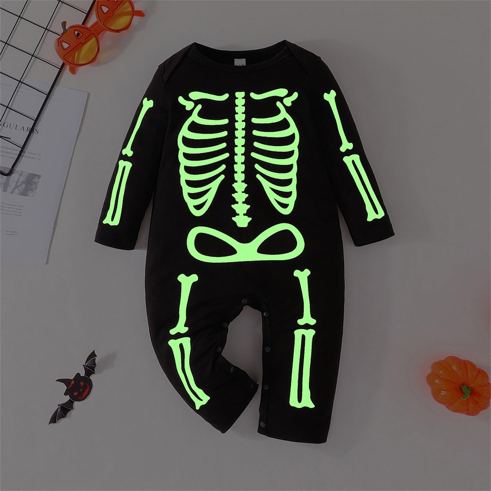 Ydojg Baby Girl Romper Boy Girl Print Romper Skeleton Glow In The Dark ...